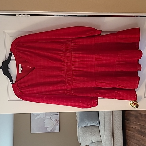 LOFT | Dresses | Nwot Valentinechristmas Red Loft Midi Dress Size 4 ...